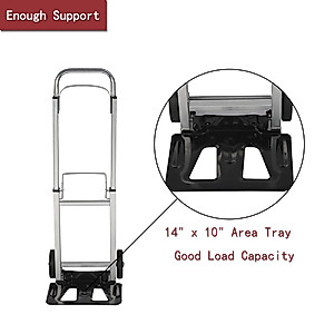 LUCKYERMORE 330 LB Capacity Hand Truck Dolly Portable Folding Compact Trolley Heavy-Duty Aluminum Luggage Cart with 2 Wheels