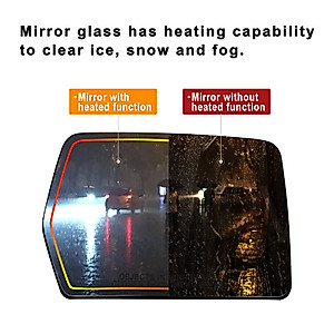 Right Passenger Side Heated Mirror Glass Replacement For 2011 2012 2013 2014 Ford F150 Passenger Side Mirror - for Ford F150 Side Mirror Glass With Rear Holder - Replace 4L3Z-17K707-DA