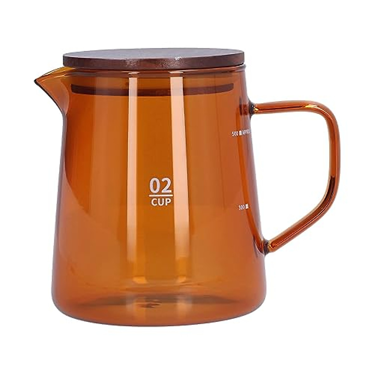 Glass Coffee Pot Server, Clear Tea Pot Coffee Carafe Glass Teapot Restaurant Coffee Server Glass Teakettle with Wood Lid for Cafe 500ml (Brown)