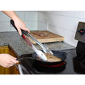 BBQ Mate Gator Grip Snake Eye Tongs - extra long 18" inch heavy duty stainless steel tongs for grilling, cooking, and barbecue