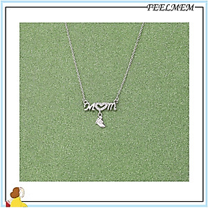 FEELMEM Pregnant Mom to Be Gift New Mom Gift 1 2 3 Baby Feet Footprint Charm Mom Heart Symbol Necklace Gift for New Mother Mommy To Be (Footprint-silve-1)