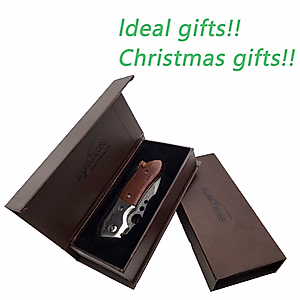 ALBATROSS HGDK007 EDC Sharp Damascus Folding Pocket Knife with Liner Lock-Cote D'Ivoire Sandalwood Handle,Gifts/Collections