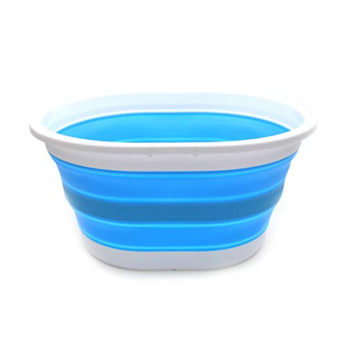 SAMMART 22L (5.8 Gallon) Collapsible Plastic Laundry Basket - Oval Tub/Basket - Foldable Storage Container/Organizer - Portable Washing Tub - Space Saving Laundry Hamper (1, Sky Blue)
