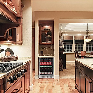 NewAir | 177 Can Beverage Cooler With Glass Door | Reversible Insulated Hinge Door Mini Fridge, Adjustable Shelves, Key Lock, Stainless Steel | Built-in, Freestanding, Under Counter Refrigerator