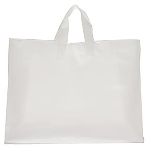 Stockroom Plus Frosted White Plastic Bags with Handles, Boutique Shopping Bags (16x12 In, 60 Pack)