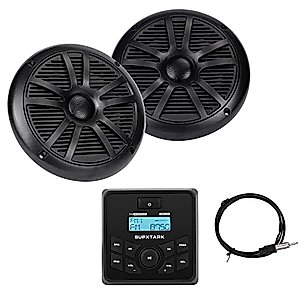 Marine Stereo Bluetooth Radio Player with 2 x 6.5 Speaker Black