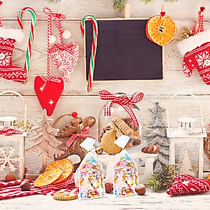 FOPINOA Snowflake Cellophane Bags, 120PCS Clear Christmas Treat Bags Snowflake Goodie Bags with 150 Twist Ties for Christmas Party Supplies