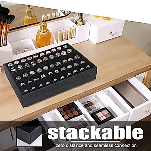 Julysky 2 PCS Stackable Ring Tray for Drawer,Jewelry Holder Organizer,Ring Display Stand for Selling