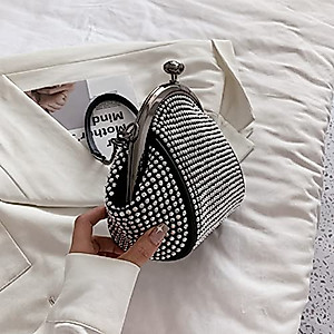 U/F Punk Style Party Fashion Crossbody Bags for Women Rivet Evening Clutch Purse Ladies Black Small Chains Shoulder Bag Sac A Main (Bright Silver)