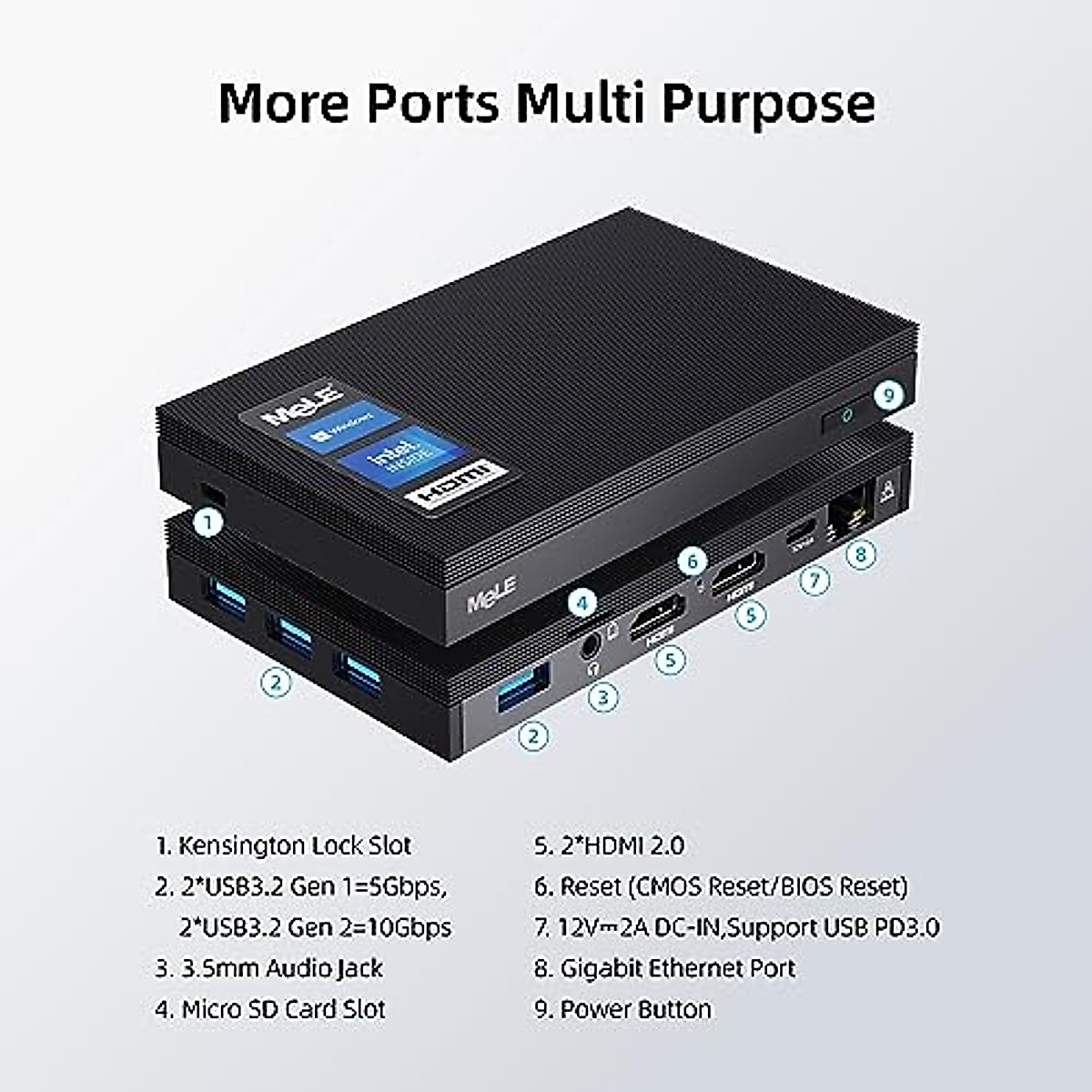MeLE Fanless Mini PC Quieter3Q 11th Gen N5105 16GB 512GB Windows 11 Pro, Micro Computer WiFi 6 Small Desktop Service with USB-C PD, Gigabit Ethernet, Dual HDMI 4K, Auto Power on, PXE Support M.2 SSD