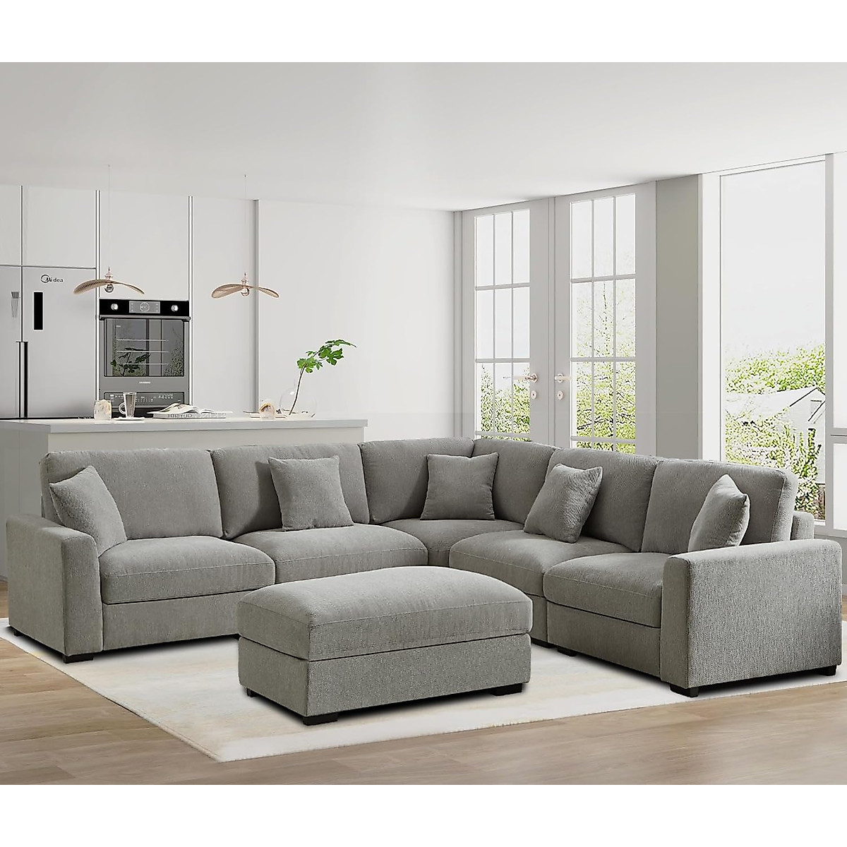 asunflower Deep Sectional Sofa Modular Large Couch for Living Room Apartment with Deep Seat 5 Seat L Shape Modern Chenille Couch with Chaise Oversized Sectionals