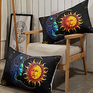 AILONEN Sun and Moon Duvet Cover Set Queen Size, Space Galaxy Boho Exotic Mandala Sun and Moon Comforter Cover Set 3 Pieces,1 Duvet Cover with 2 Pillowcases