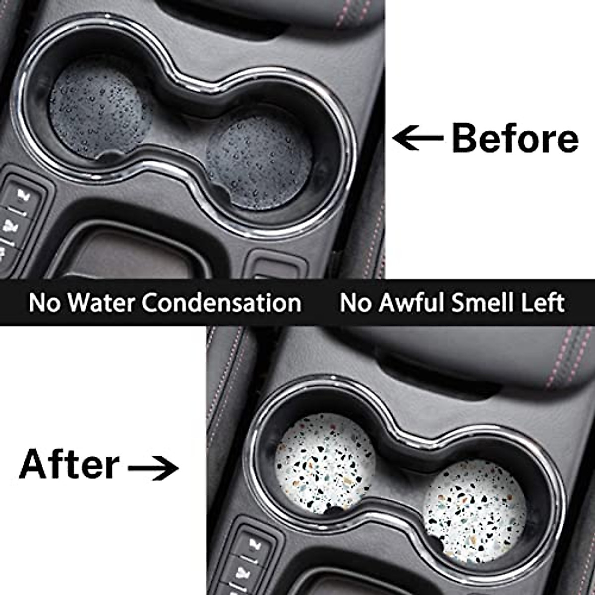 Car Coasters for Drinks Absorbent, 2 Pack Cup Holders, 2.56" Ceramic Stone & Non-Scratch Cork Base Coasters, Auto Accessories for Women & Men, Classic Italian Floor Venetian Natural