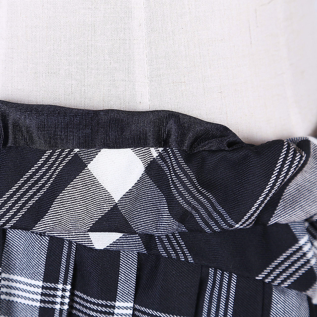 Women's Elastic Waist Plaid Pleated Skirt Tartan Skater School Uniform Mini Skirts (Large, Series 1 White)