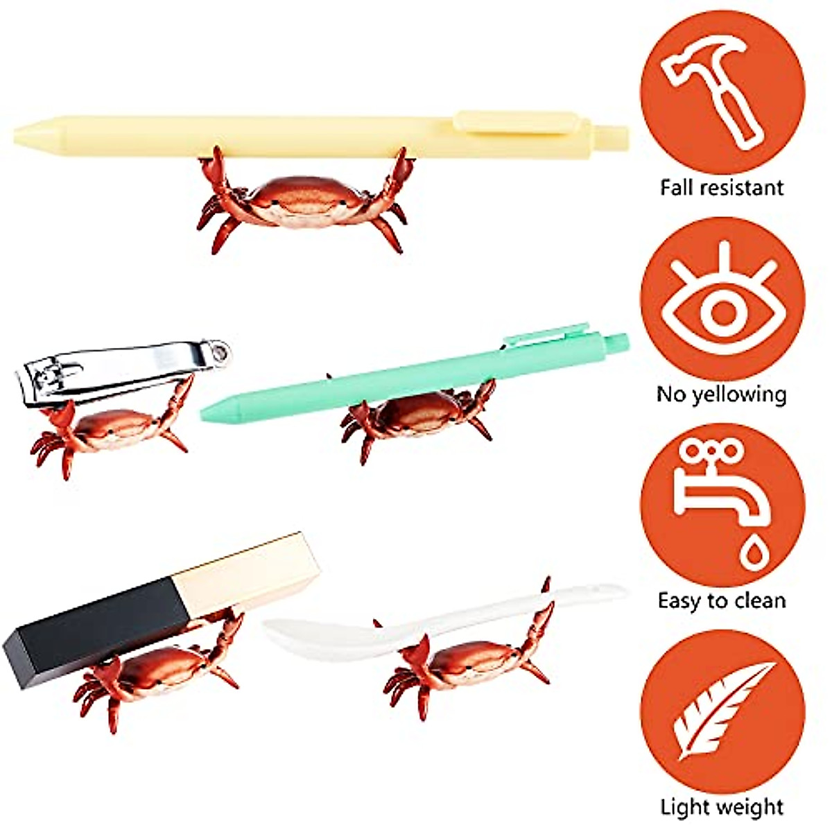 Zonon 2 Pieces Japanese Creative Cute Crab Pen Holder Weightlifting Crabs Pen Holder Stand Bracket Storage Pen Rack for Christmas Graduation Gift Office Home Store Accessories Holder (Red)