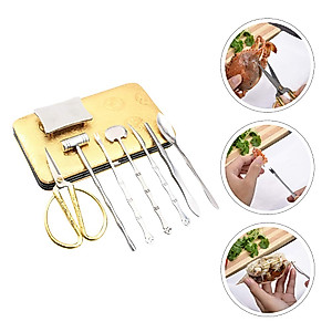 Cabilock 1 Set 8pcs Crab Eating Tool Lobster Utensils Crab Tool Crab Leg Tools Kitchen Crab Scissor Seafood Utensils Shellfish Lobster Fork Picks Crab Leg Utensil Stainless Steel Shrimp