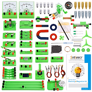 Sntieecr STEM Physics Electric Circuit Learning Starter Kit, Science Lab Basic Electricity Magnetism Experiment Education Kits for Junior Senior High School Students Electromagnetism Exploration