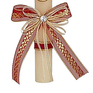 Confirmed in Christ Confirmation Taper Candle, Hand Decorated with Red Ribbon and Dove, Catholic Gifts, 9.75 Inches