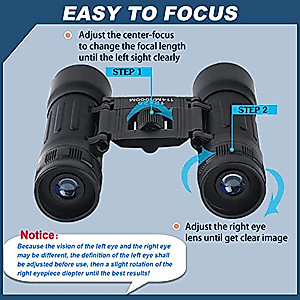 Anourney 12x25 Compact Binoculars, High Powered Easy Focus Binoculars, Portable Large Eyepiece Binocular for Adults Kids Bird Watching,Opera Concert, Travel, Hiking, Outdoor Scenery, Football Game