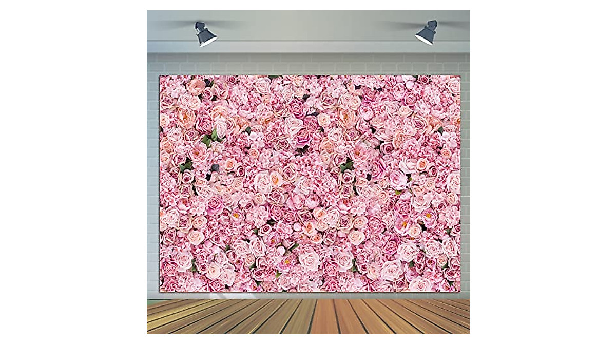 Pink Rose Photography Backdrop for Birthday, Wedding, Shower