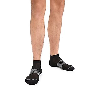 Icebreaker Merino Wool Micro Socks for Men - Ultra Light, Multisport - Breathable Mens No Show Socks for Training and Hiking, Black/Snow/Metro Heather, Small