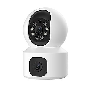 YI Dual-Lens Indoor Camera, 2.4Ghz Home Security Camera System with Fixed Lens and Dome Camera in 1, Expanded Viewing Angle, Motion Tracking, Dual-Screen Display, Two-Way Audio, Phone Alerts