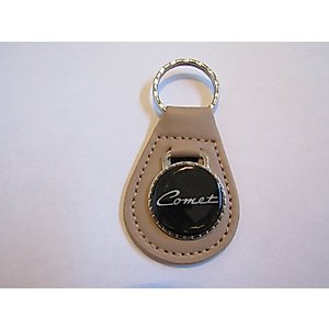 COMET SCRIPT LEATHER KEYCHAIN - BEIGE