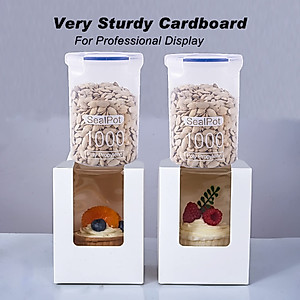 Zzrywuty 60 Packs Portable Cupcake Boxes Individual with Handle, 3.5x3.5x4.5 Single Favor Pastry Treat Boxes with Window for Cookie, Chocolate Strawberries, Dessert, Donuts, Cupcakes, Muffins