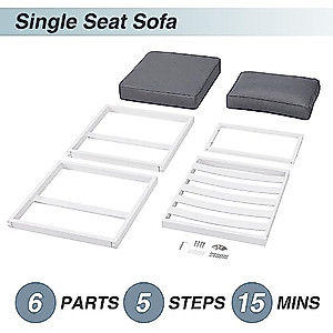 Mutaomay Outdoor Furniture, Aluminum Single Seat Patio Couch with Anti-Rust Coating, Modern Outdoor Furniture with Cushion, Outdoor Couch Patio Furniture for Apartments, Gardens, Patios, Deck (White)