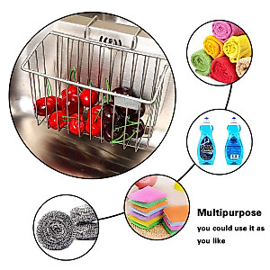 Sink Caddy Sponge Holder, Kitchen Sink Organizer Stainless Steel Sponge Caddy Holder, Dishwashing Liquid Drainer Sponge and Soap Holder for Kitchen Sink