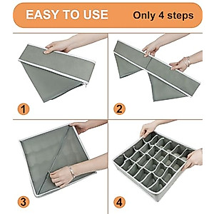 8 Pack Dresser Drawer Organizer Clothes, Foldable Underwear Drawer Organizer Bins, 90 Cells Fabric Closet Cloth Storage Box Drawer Dividers for Socks, Ties, Bras, Baby Clothes, Nursery, Clothing