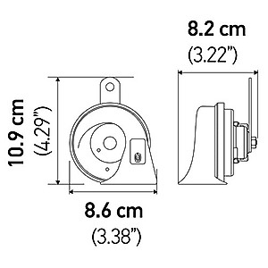 HELLA 011225921 Black 12V BX Trumpet Horn Kit