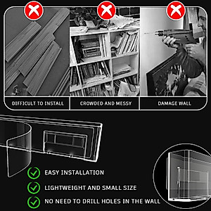 Bakidn Kids Bookshelf Wall Mounted Clear Floating Bookshelf 18" Book Display Vinyl Display, Record Holder, Magazine Rack, Picture Ledge Shelf for Bedroom, Toddler Room, Nursery,Classroom