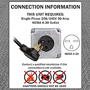 Comfort Zone Electric Fan-Forced Industrial Garage, Workshop Utility Space Heater, Thermostat Control, Heavy Gauge Steel, Carry Handle, Rubber Feet, NEMA 6-30P, & Overheat Protection, 4,800W, CZ290