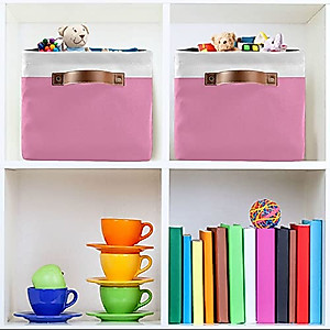 Pink Pet Name Custom Storage Basket Customize Storage Organizer Box Bin Large Collapsible Cube Baskets with PU Handles for Shelf Closet Nursery Laundry 1 Pack