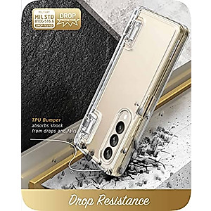 i-Blason Cosmo Series for Samsung Galaxy Z Fold 4 Case with Pen Holder 5G (2022), Stylish Protective Bumper Z Fold 4 Clear Case with Built-in Screen Protector (Clear)