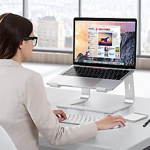 OMOTON Laptop Stand, Detachable Laptop Mount, Aluminum Laptop Holder Stand for Desk, Compatible with MacBook Air/Pro, Dell, HP, Lenovo and All Laptops (11-16 inch), Silver