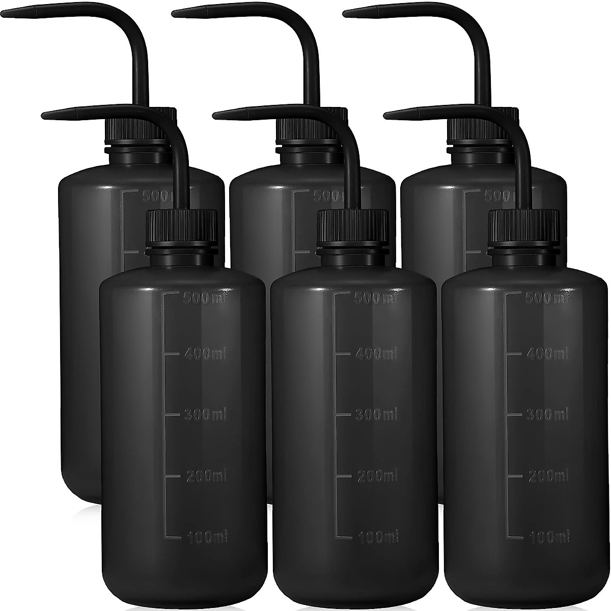 Epakh 6 Pcs 500 ml Tattoo Wash Bottle Water Squirt Bottle Lab Squeeze Bottles Lash Water Bottle Squeezer Safety Rinse Bottle for Eyelash Extensions, Tattoo Supplies, Cleaning, Succulent (Black)