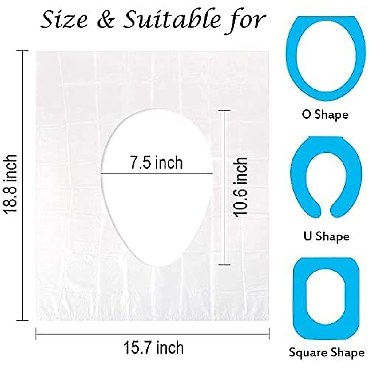 NEAGLORY 100 Pack Disposable Plastic Toilet Seat Cover Waterproof and Non Slip Individually Wrapped, for Travel, Toilet Seat Protectors for Toddler Potty Training, Pregnant Mom, Adult