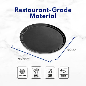 New Star Foodservice 25453 Non-Slip Tray, Plastic, Rubber Lined, Oval, 20.5 x 25.25-Inch, Black…
