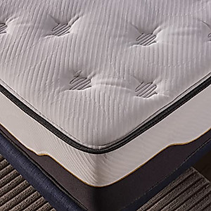 Bsleep Hybrid Mattress Queen 13" | Bamboo Charcoal Memory Foam | Cotton Cover | CertiPUR-US Certified | Bed-in-a-Box | Back Pain Relief Support | Medium Firm