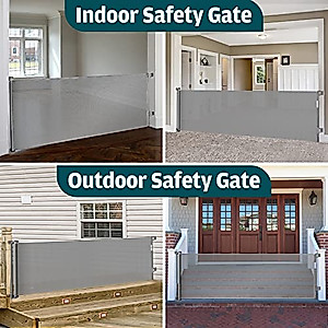 105 Inch Extra Wide Baby Gates for Large Openings, Retractable Baby Gates 35” Tall, Extra Long Baby Gate Child Gates for Wide Openings Large Dog Gate for Doorways Long Dog Gate Indoor Outdoor, Grey