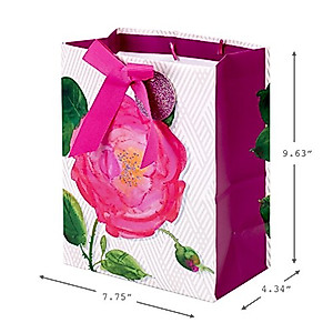 Hallmark 9" Medium Gift Bag with Tissue Paper (Pink Rose) for Valentines Day, Birthdays, Bridal Showers, Weddings or Any Occasion