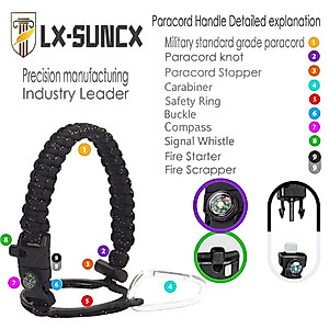 Paracord Handle Strap and Boot for Hydro Flask Wide Mouth Water Bottles,Durable Carrier with Safety Ring and Carabiner (Black White Spots)/Black, 32oz-40oz