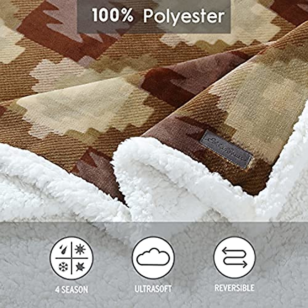 Eddie Bauer Ultra-Plush Collection Throw Blanket-Reversible Sherpa Fleece Cover, Soft & Cozy, Perfect for Bed or Couch, Copper Creek Brown