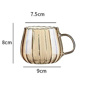 RYUHYF Mug Cup, Glass Cup,Coffee Cup,Tea Cup,Juice Cup, Petal Cup,350ml,Set of 1（Amber）