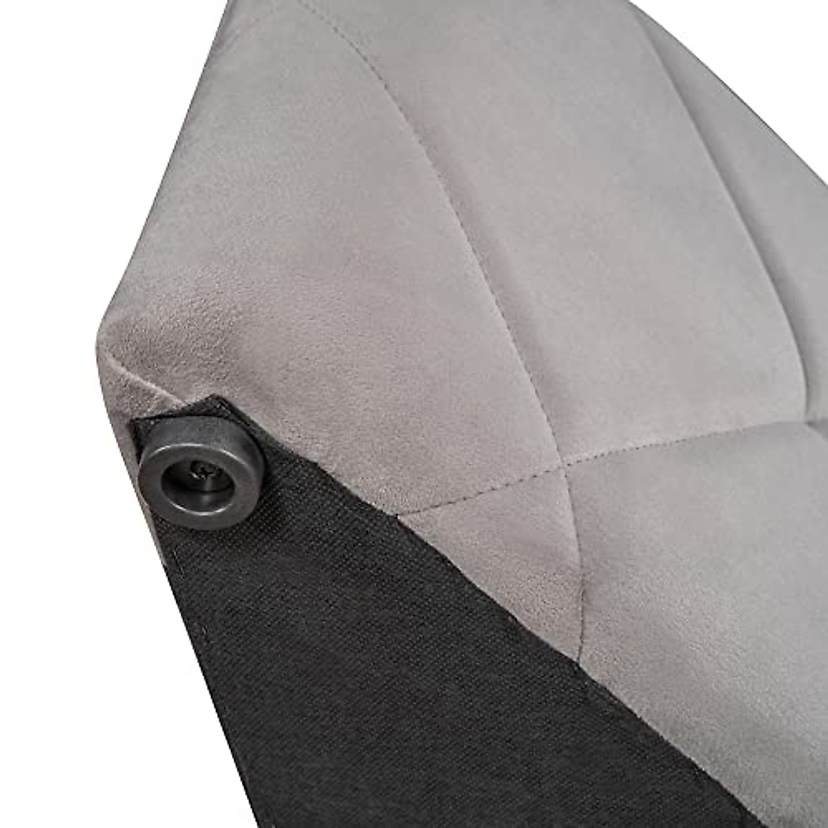 RORIGAT Queen Size Platform Bed, Velvet Upholstered Bed with Wingback Headboard and and 1 Big Drawer, 2 Side Storage Stool for Boys Girls Adults, No Box Spring Needed, Gray