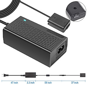 Kimaru AC-PW20 Power Supply Adapter NP-FW50 Dummy Battery Kit for Sony Alpha ZV-E10 A6000 A6100 A6300 A6400 A6500 A5000 A5100 A7 A7II A7RII A7S A7SII RX10II III IV NEX3/5/6/7 Cameras.