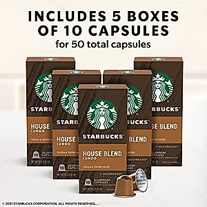 Starbucks by Nespresso Medium Roast House Blend Coffee (50-count single serve capsules, compatible with Nespresso Original Line System)