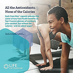 Life Extension Cran-Max 500mg Cranberry Whole Fruit Concentrate Promotes a Healthy Urinary Tract - Powerful Antioxidant - Gluten-Free, Vegetarian, Non-GMO – 60 Vegetarian Capsules